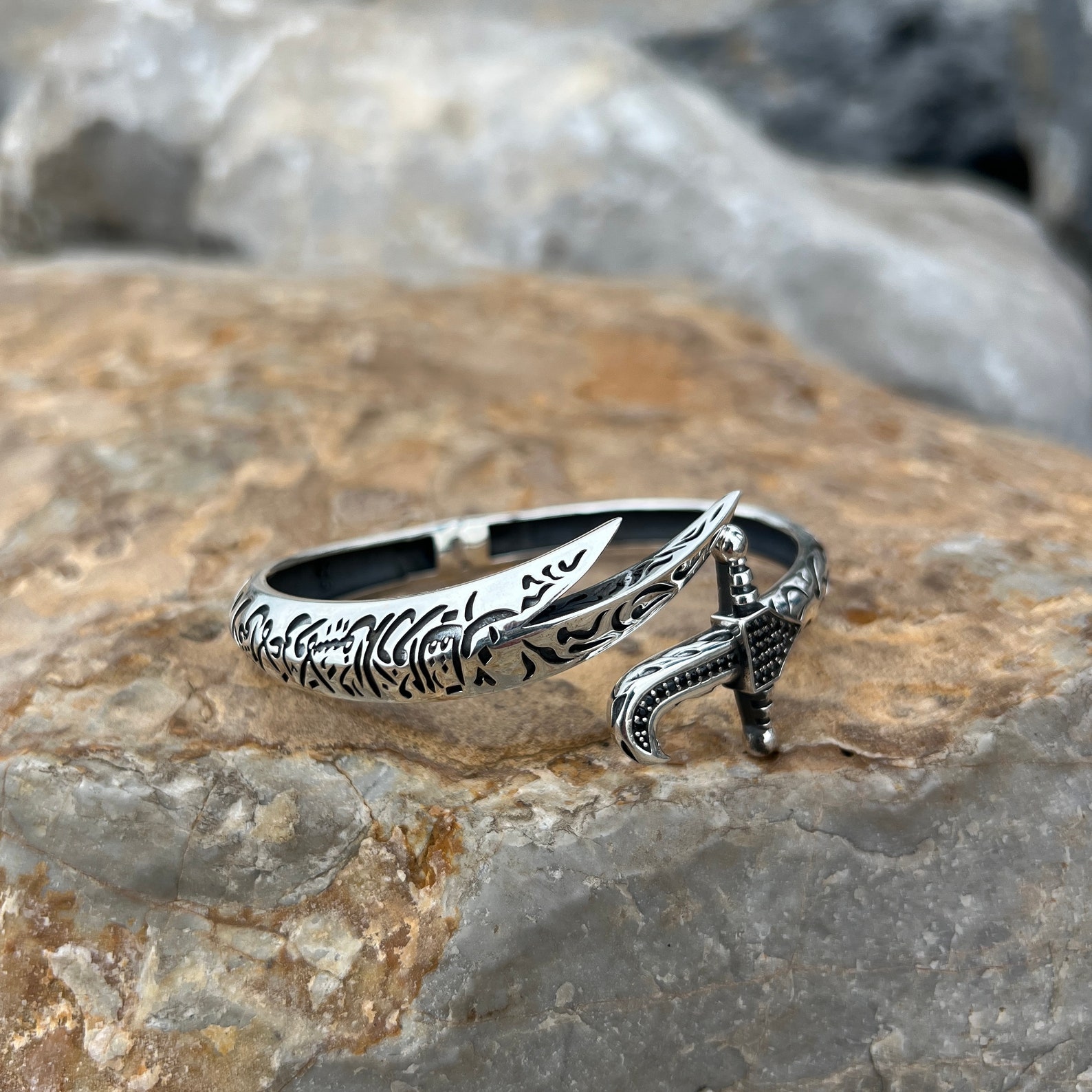 Silver Sword Bracelet , Mens Zulfiqar Bracelet , Silver Cuff Warrior ...