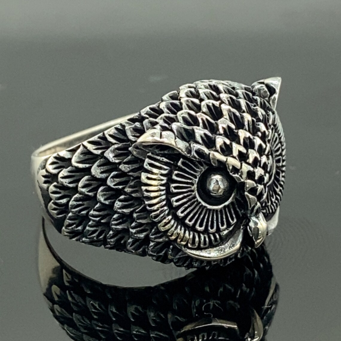 925 Sterling Silver Owl Angel Wings Bird Ring Men Handmade | Etsy