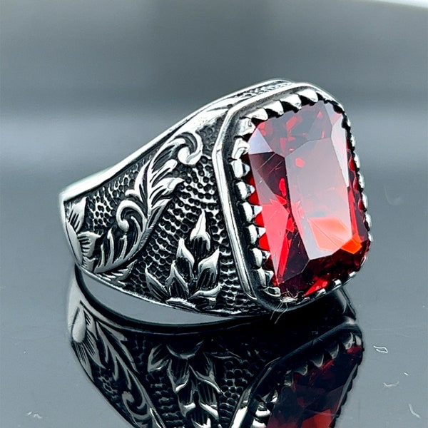 Red Stone Ring - Etsy