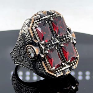 Men Handmade Ruby Stone Large Ring, Ottoman Style Men Ring, Unique Big ...