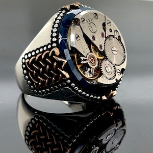 Silver Clock Ring , Silver Watch Mechanism Ring , Swiss Gear Ring ...