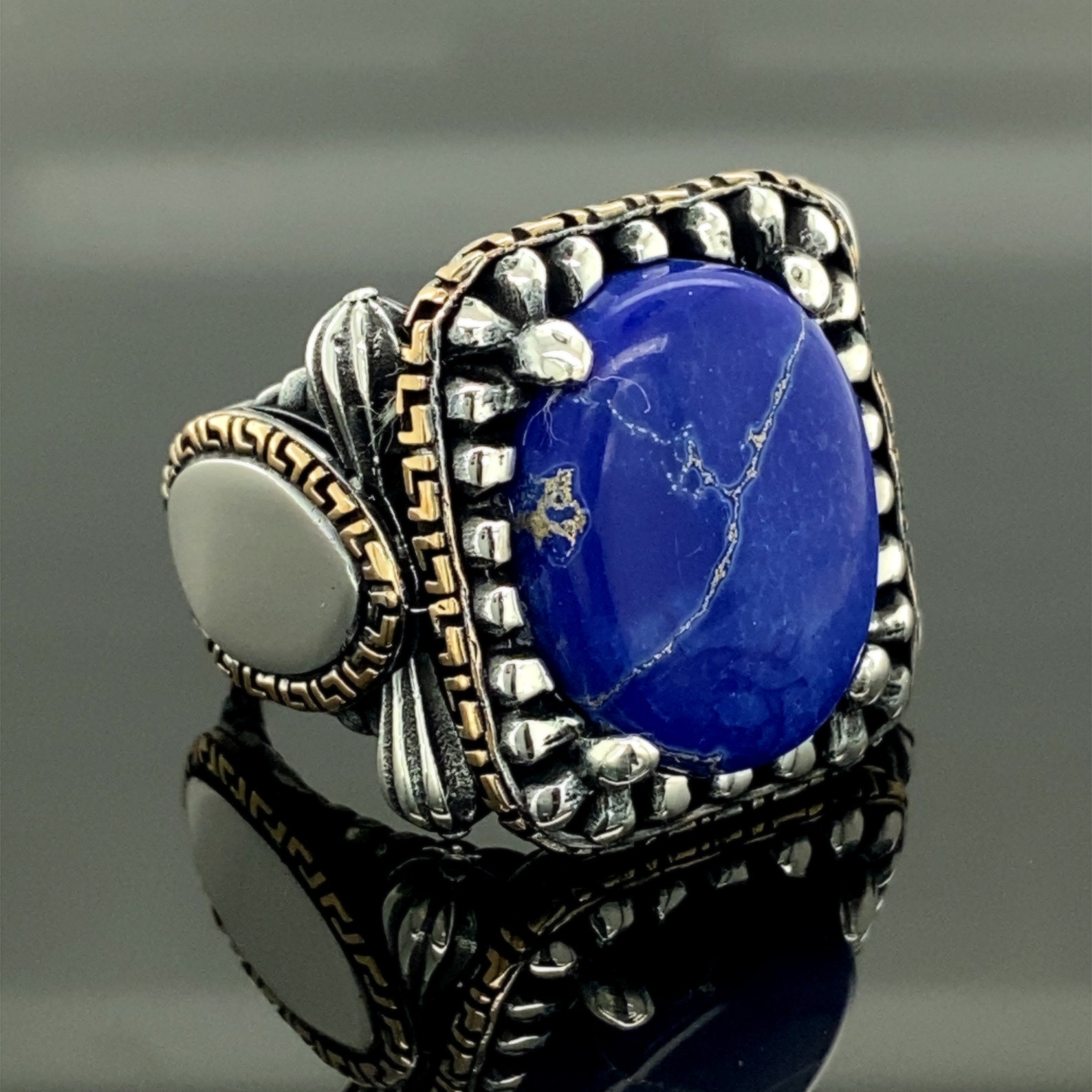 Lapis Signet Ring, Lapis Lazuli Men Ring,men Handmade Ring , Sterling ...
