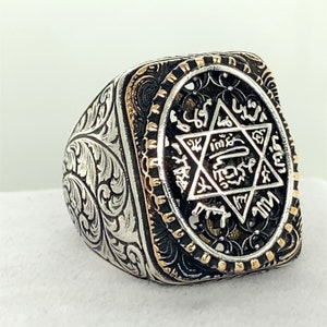Silver Seal of Solomon Ring , Solomon Signet Ring , King Solomon Ring ...