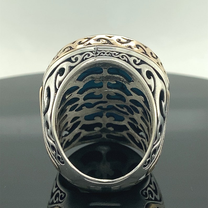 Silver Large Ring , Natural Stone Turquoise Ring , Turkish Handmade ...