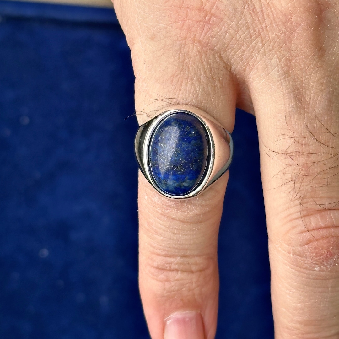 Silver Lapis Signet Ring , Modern Classic Lapis Ring , Lapis Signet ...