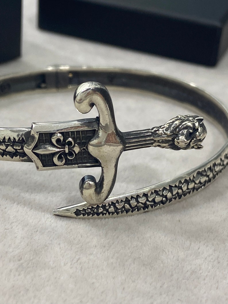 Men's Handmade Sword Bracelet , Silver Sword Bracelet , Open Cuff ...