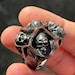 Silver Skull Ring, Four Head Skull Ring, Hammered Skull Ring, Skeleton ...