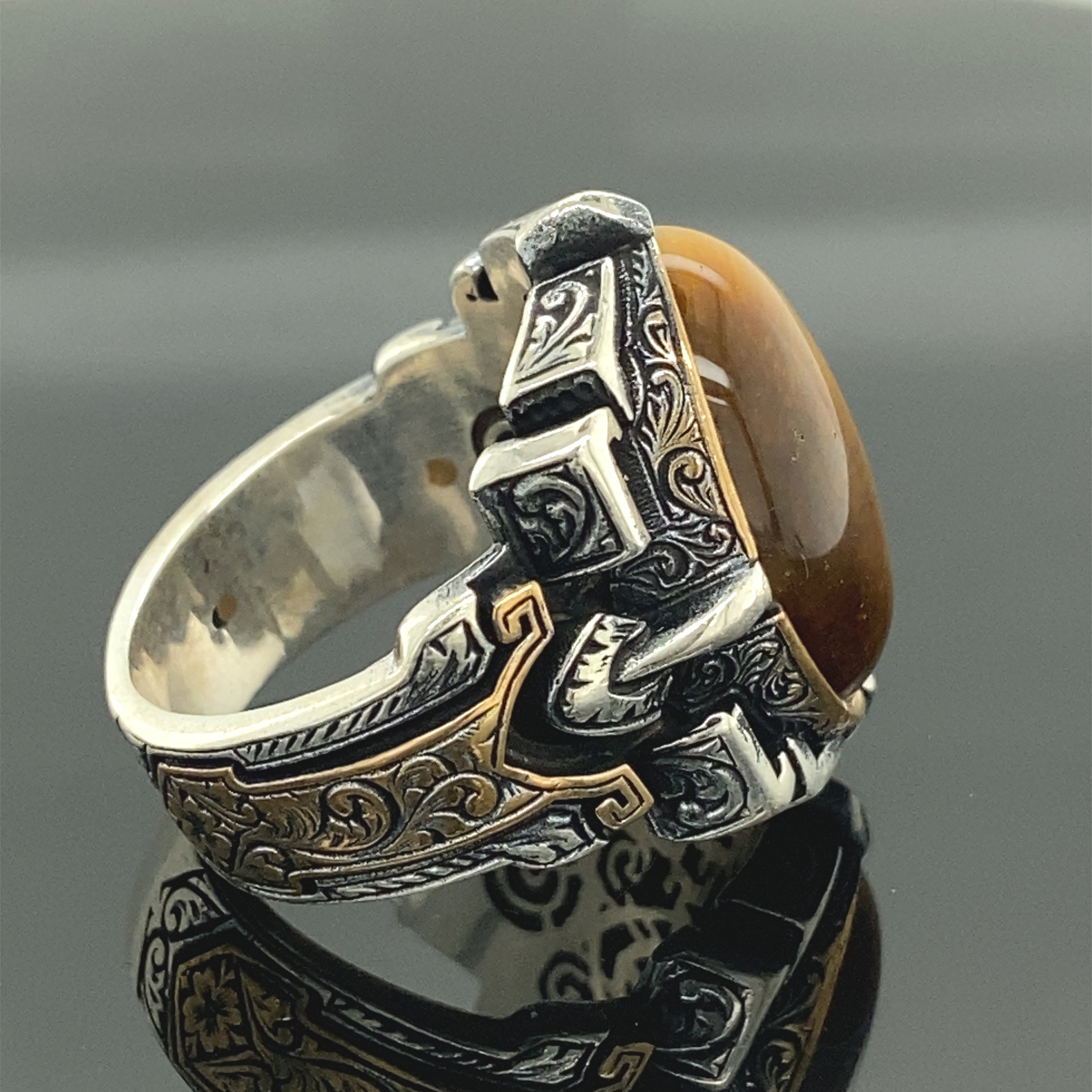 Men Handmade Ring Tiger Eye Stone Ring Tiger Eye Gemstone | Etsy