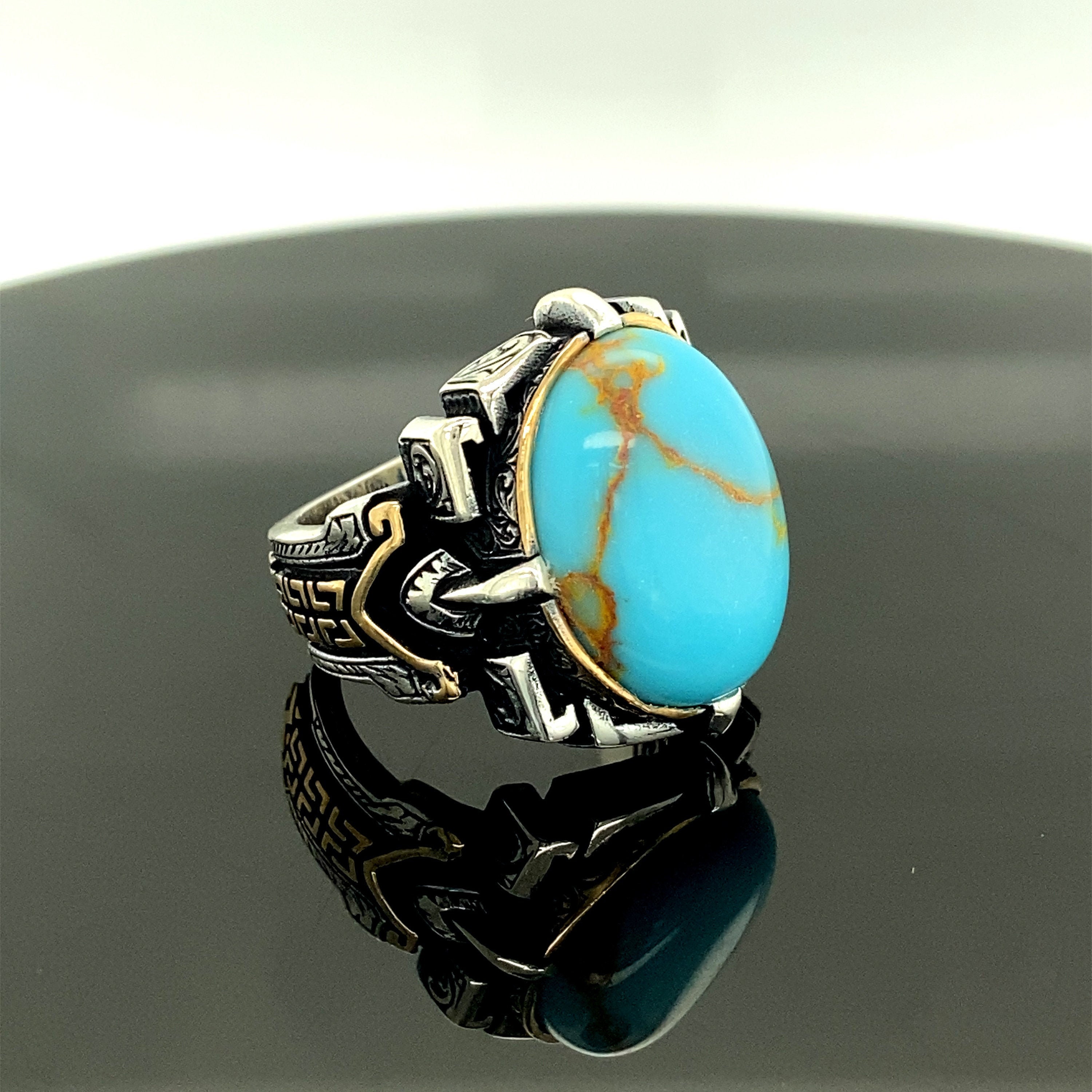 Sterling Silver Ring Turquoise Stone Ring Handcrafted | Etsy