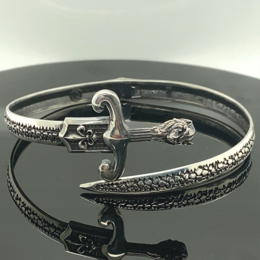 Men's Handmade Sword Bracelet , Silver Sword Bracelet , Open Cuff ...