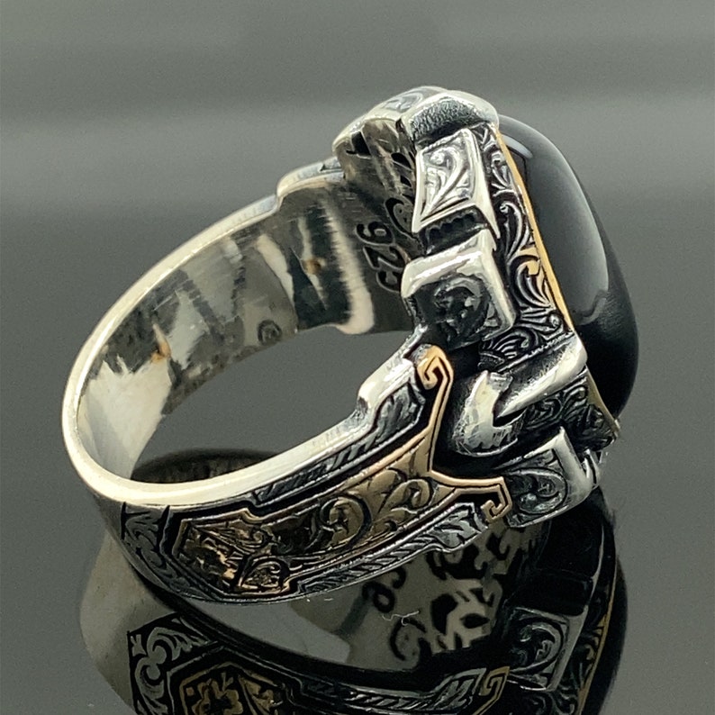 Men Handmade Ring , Oval Onyx Stone Ring , Onyx Gemstone Ring ,ottoman ...