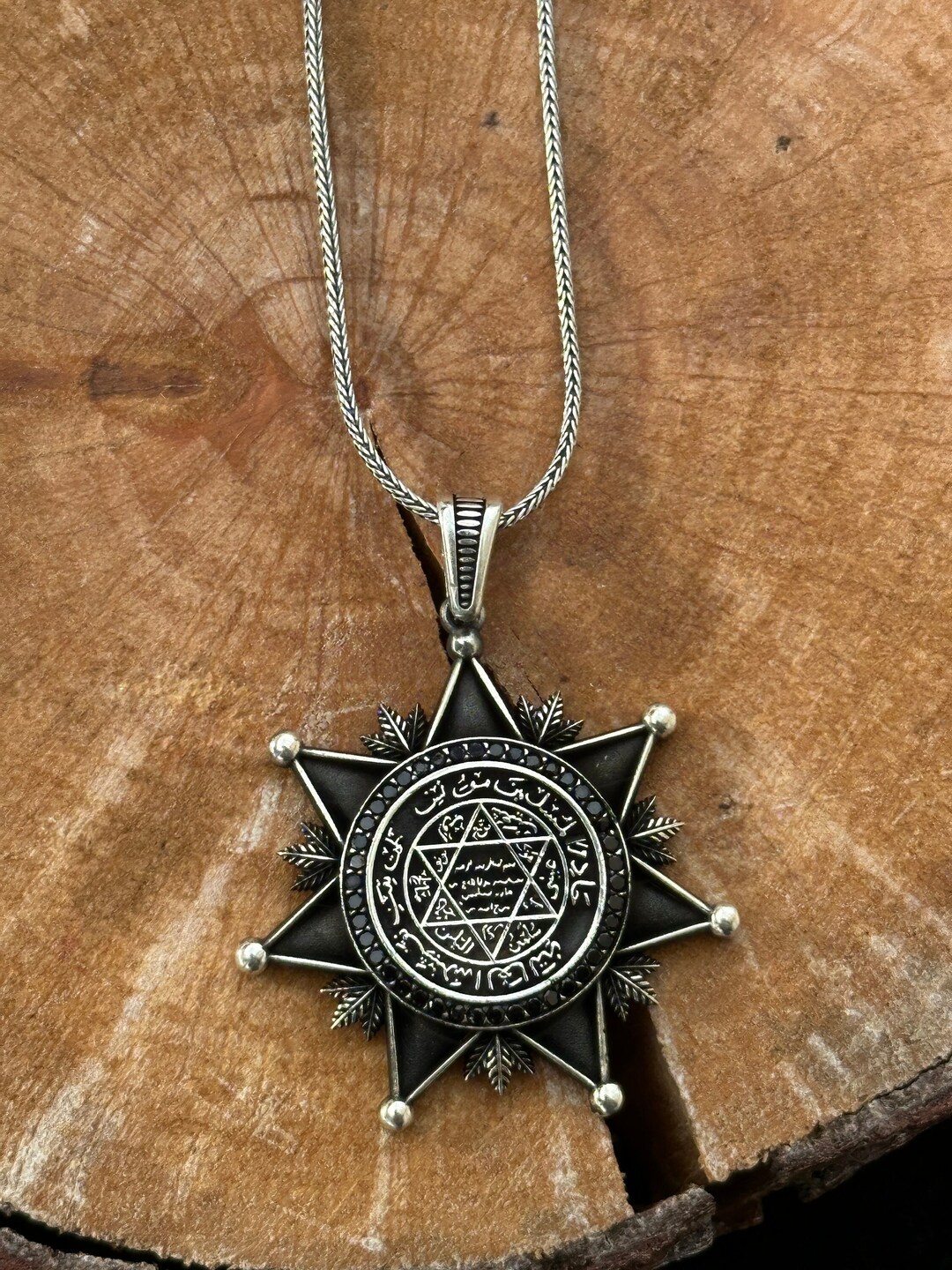 Silver Seal of Solomon Necklace , Solomon Pendant , Large Signet ...