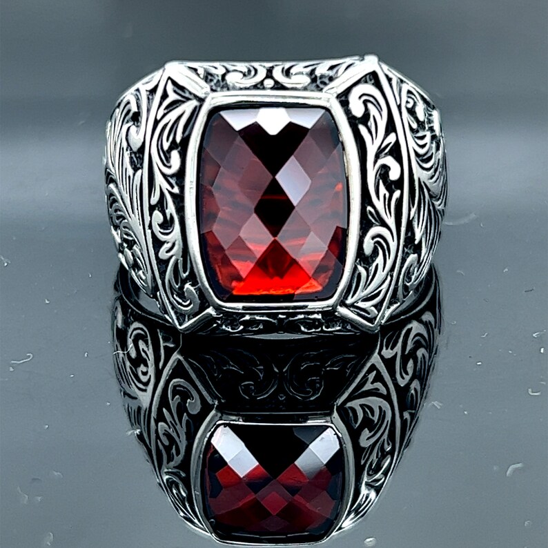Silver Red Stone Ring Silver Ruby Stone Ring Ottoman - Etsy