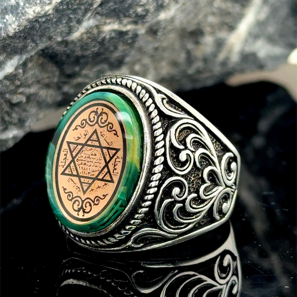 Seal of Solomon Signet Ring, Star of David Men Signet Ring, King ...