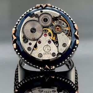 Silver Clock Ring , Silver Watch Mechanism Ring , Swiss Gear Ring ...