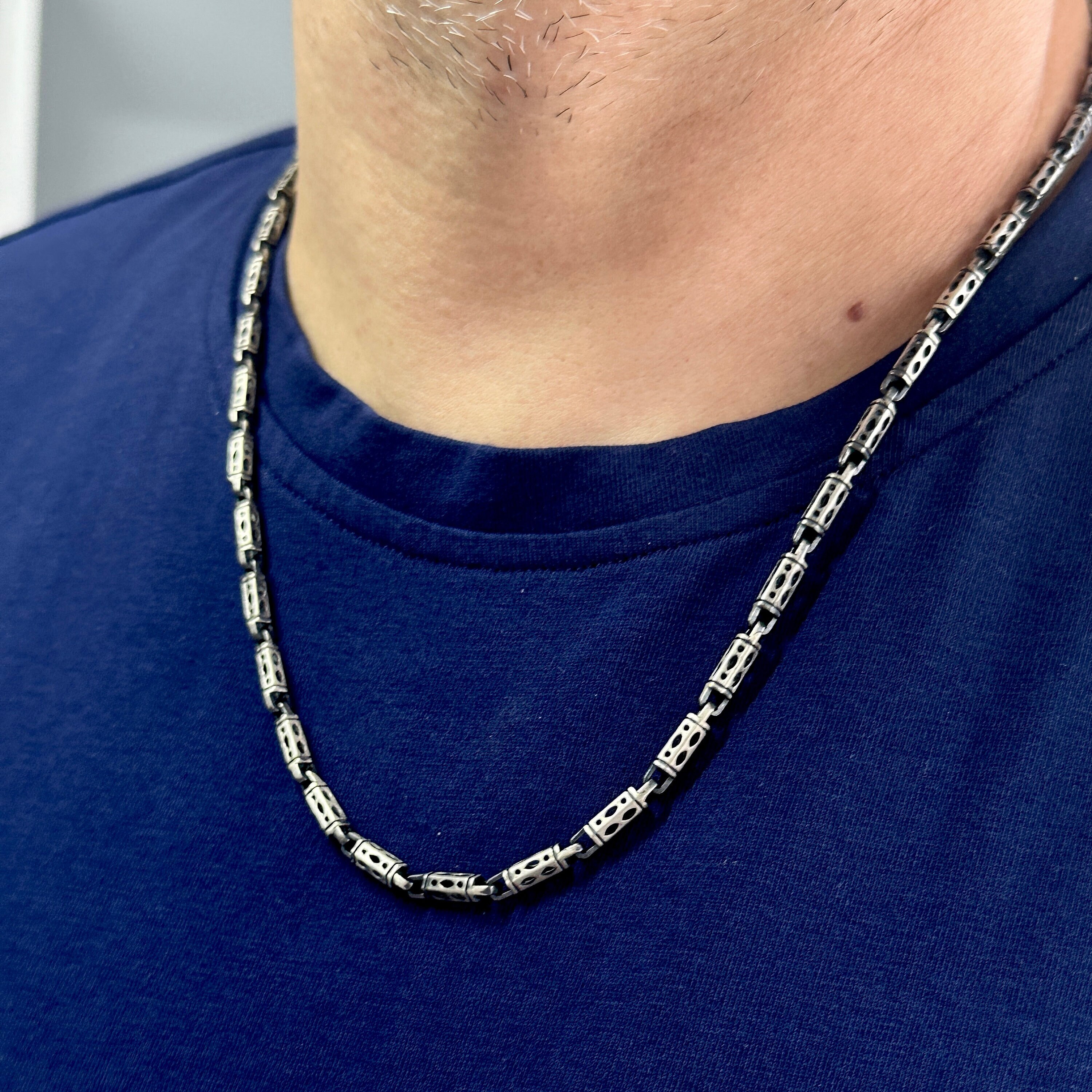 Handmade Silver Chain Necklace , Heavy Thick Link Chain, Silver Viking ...