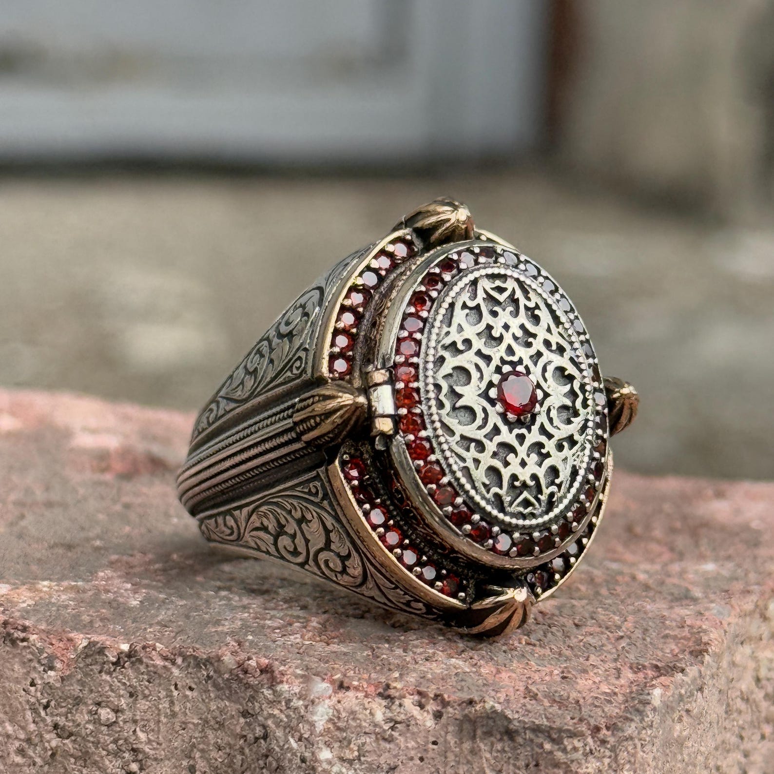 Men Silver Solomon Signet Ring, Prayer Box Secret Ring, King Solomon ...