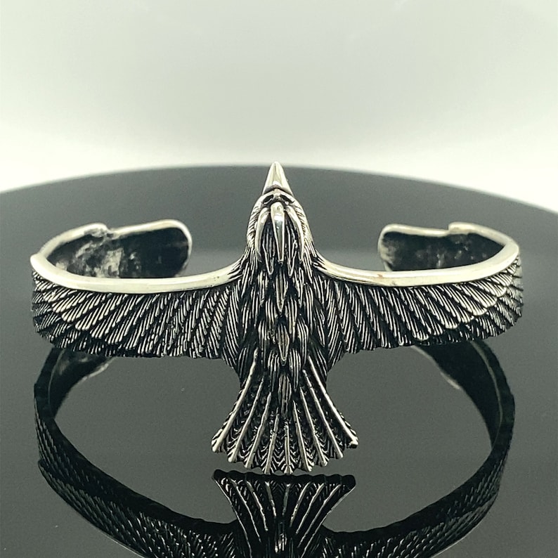 Silver Hawk Bracelet , Hawk Cuff Bracelet , Silver Wildlife Bracelet ...