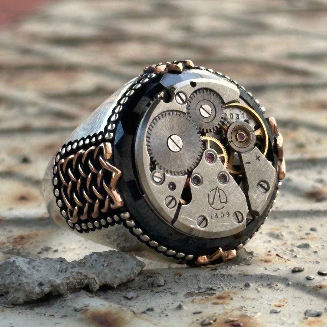 Silver Gear Ring , Watch Mechanism Ring , Swiss Gear Ring , Clock ...