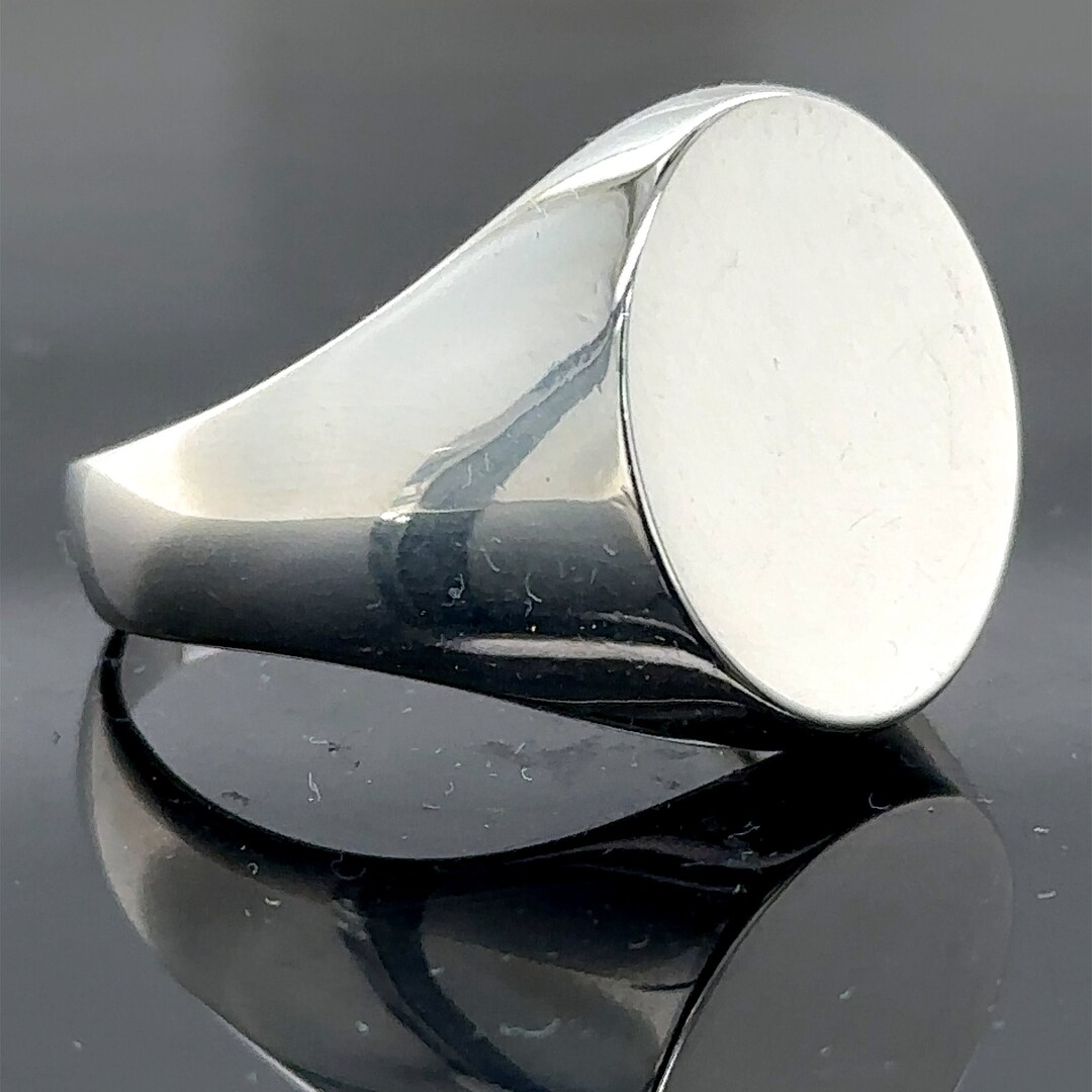 Unisex Oval Flat Ring , Large Signet Ring , Oval Flat Top Rings ...