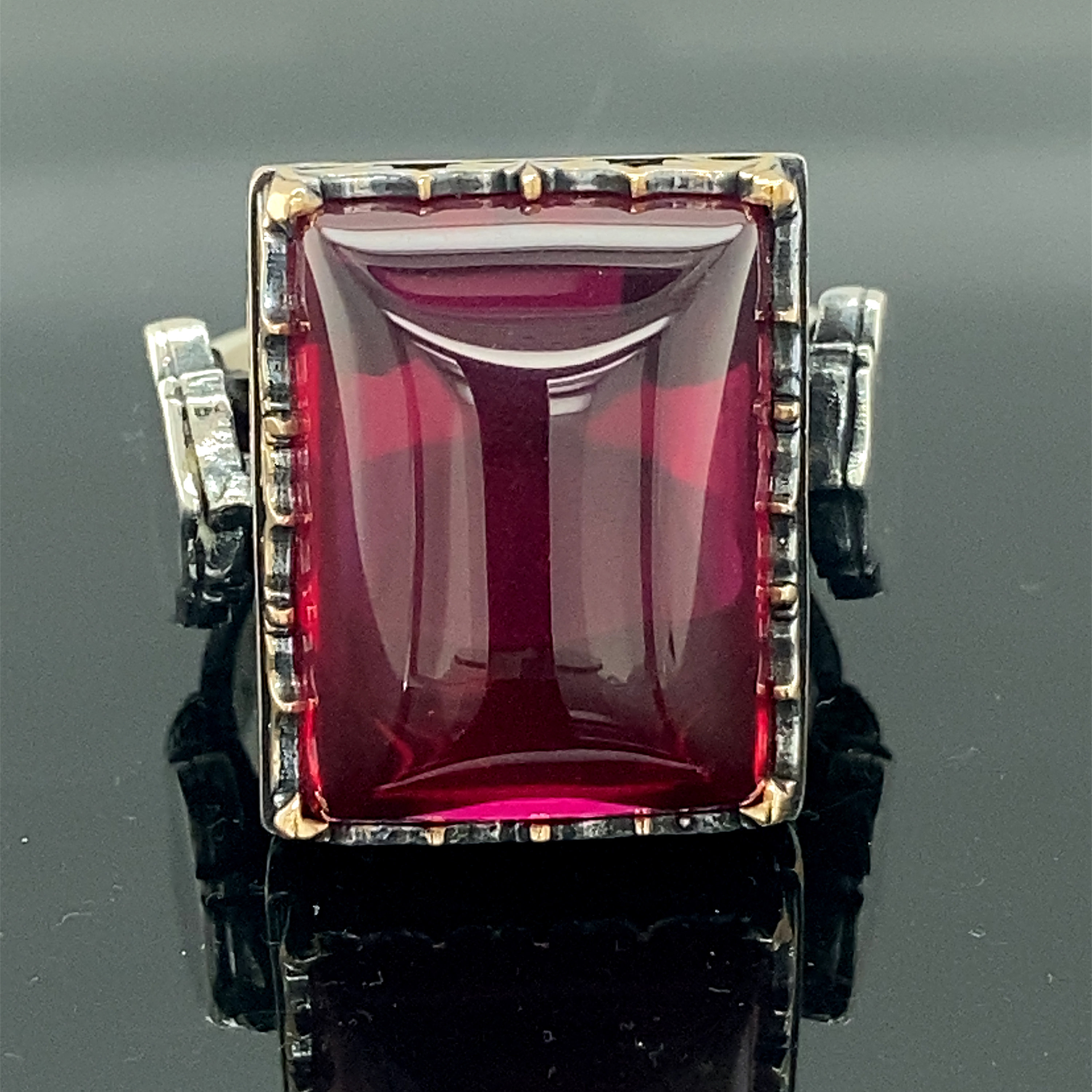 Silver Handmade Men Ring Ruby Stone Ring Red Square Stone - Etsy