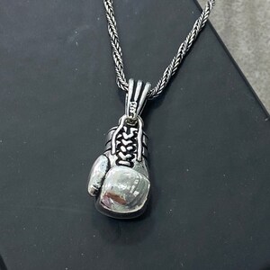 Silver Boxing Glove Necklace , Punch Boxing Pendant , Necklace for ...