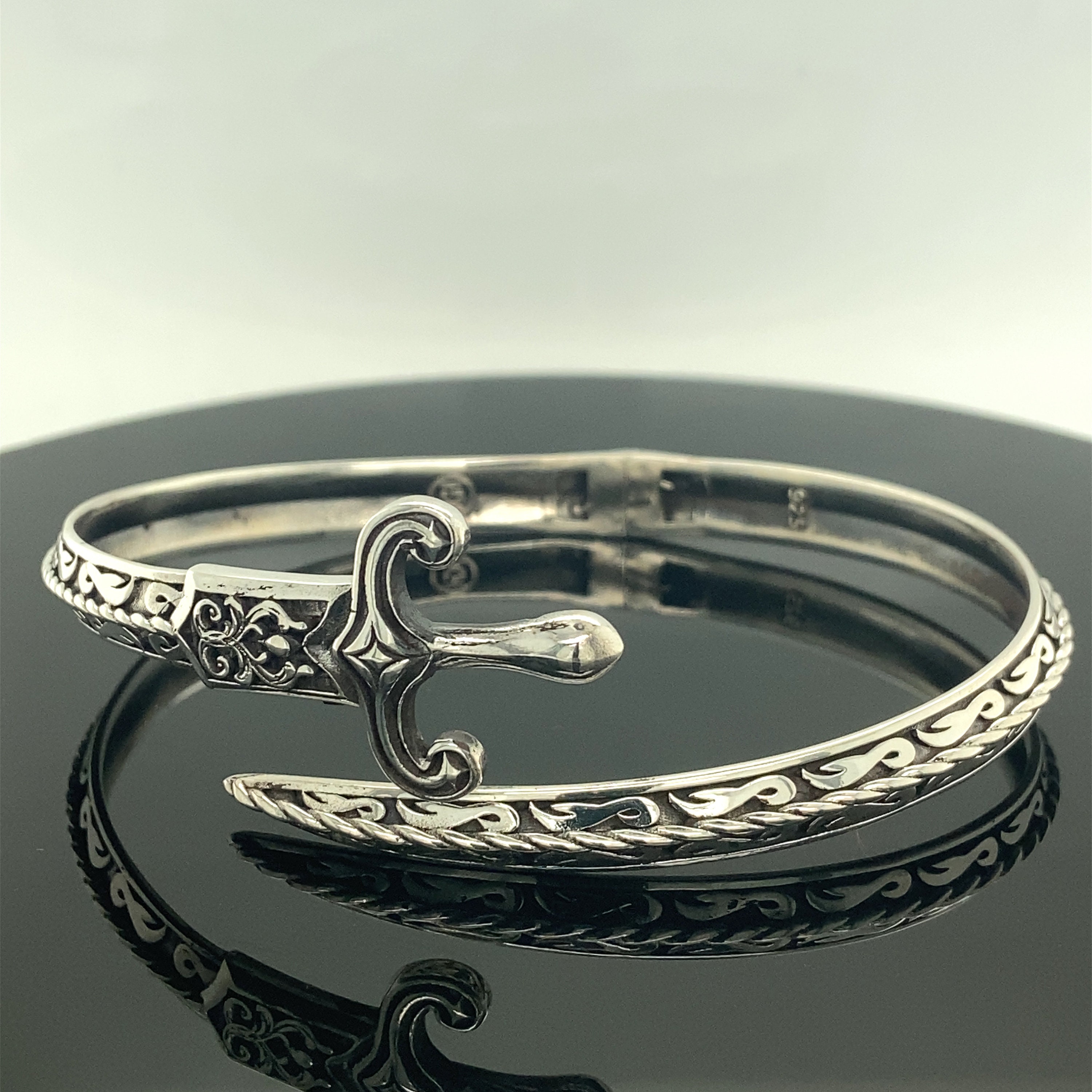 Silver Sword Warrior Bracelet , Embroidered Sword Bracelet , Handmade ...