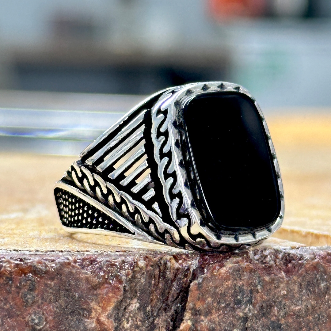 Men Handmade Ring , Men Onyx Stone Ring , Natural Onyx Ring , Ottoman ...