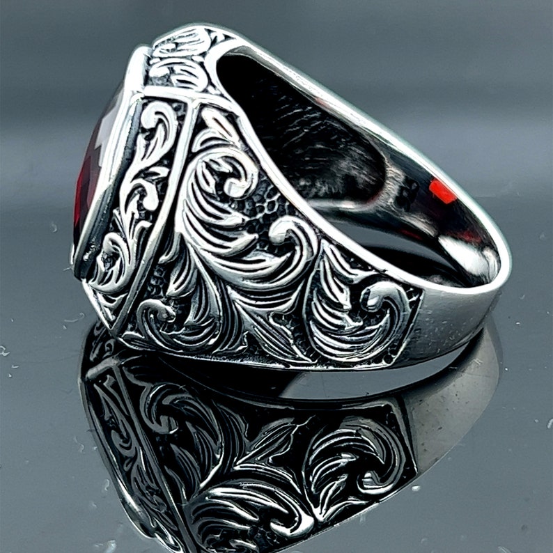 Silver Red Stone Ring Silver Ruby Stone Ring Ottoman - Etsy