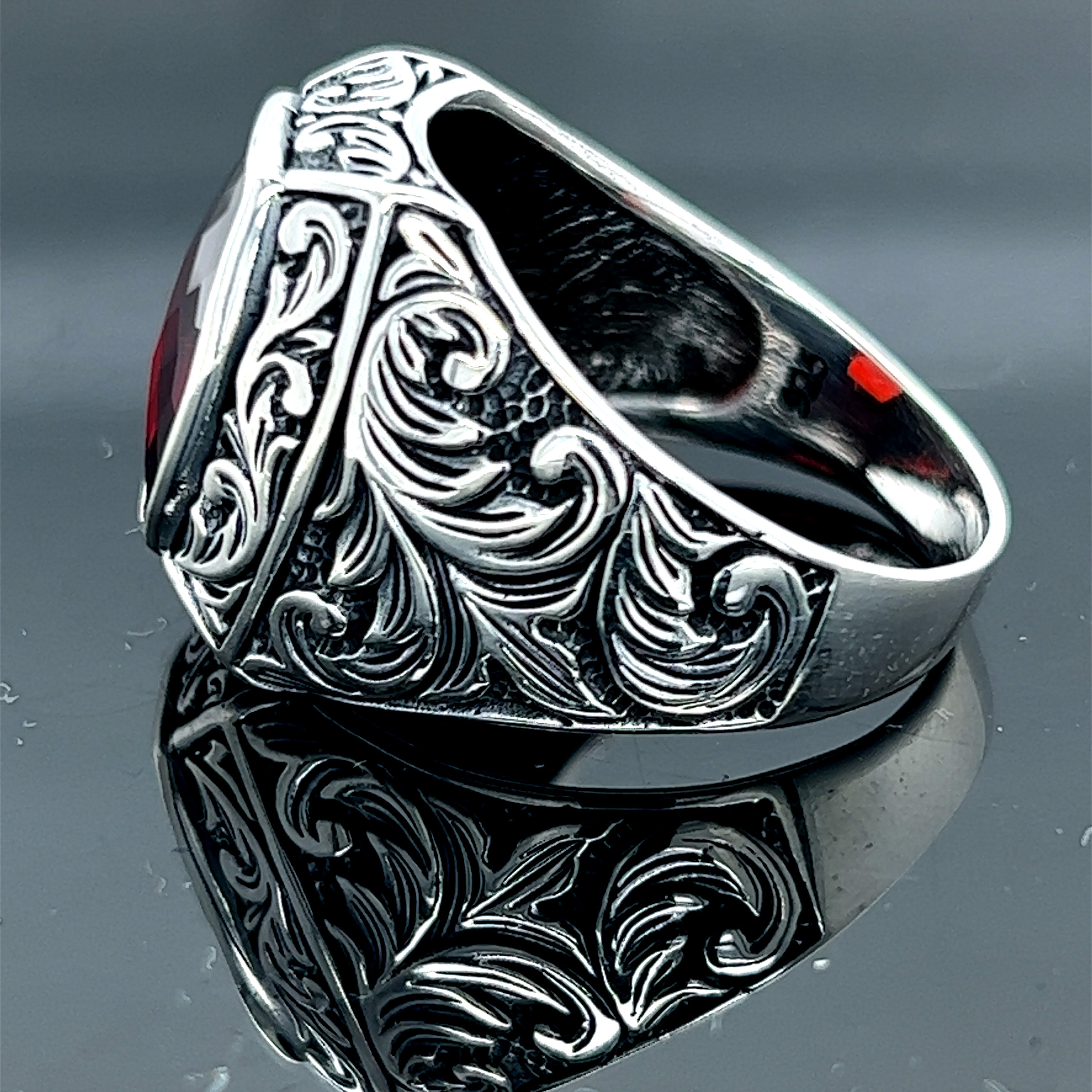 Silver Red Stone Ring Silver Ruby Stone Ring Ottoman - Etsy