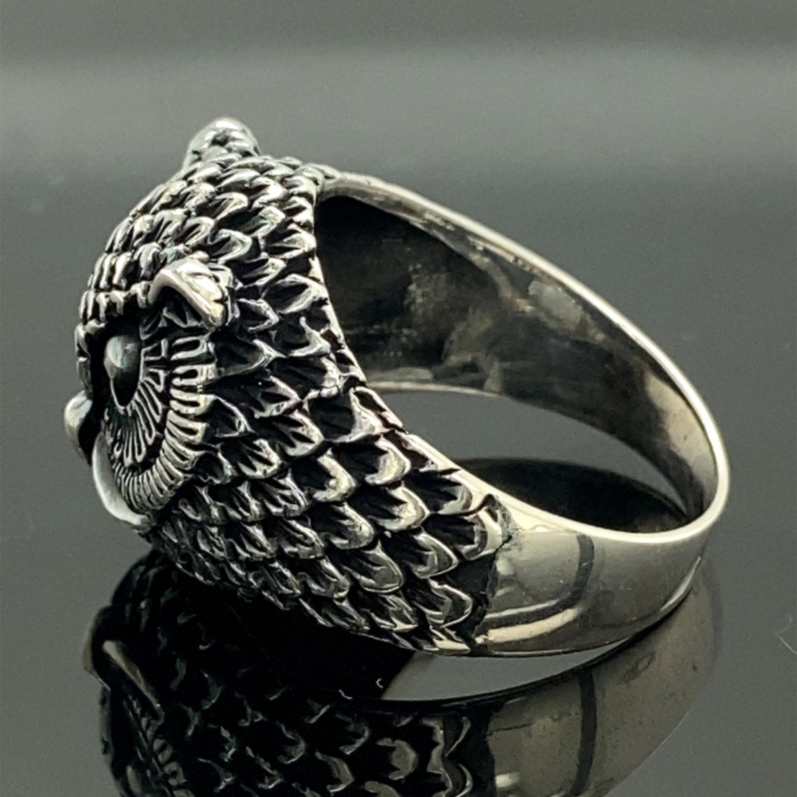 925 Sterling Silver Owl Angel Wings Bird Ring Men Handmade | Etsy