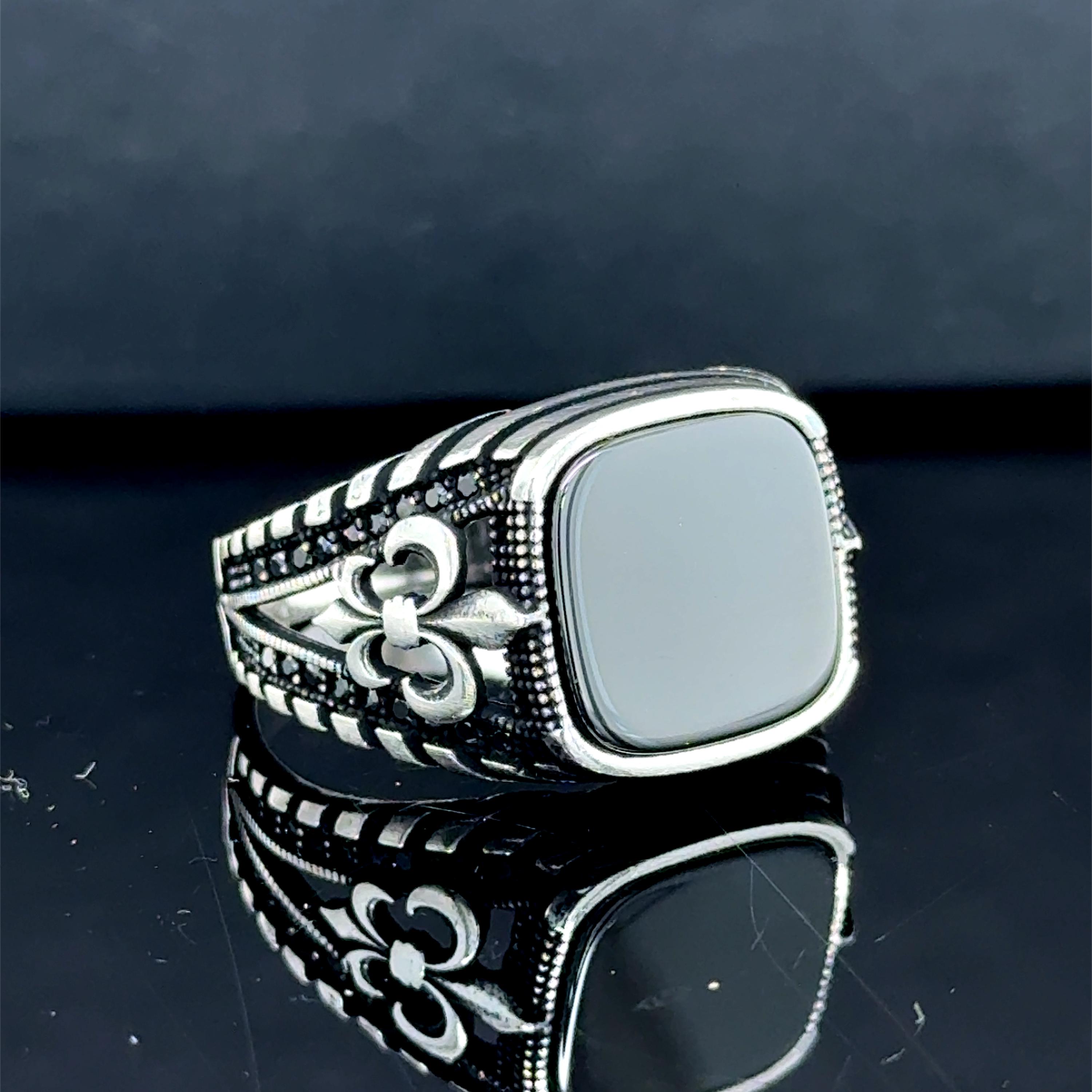 Men Black Onyx Signet Ring, Square Onyx Signet Ring, Minimalist Men ...