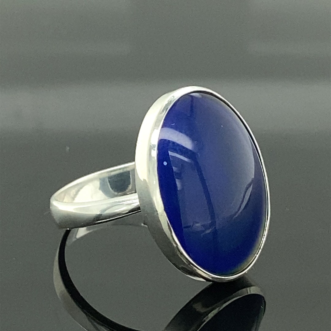 Silver Oval Sense Stone Ring , Handmade Ring , Color Changing Ring ...