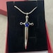 Silver Sword Pendant , Sapphire Stone Sword Necklace , Silver Warrior ...