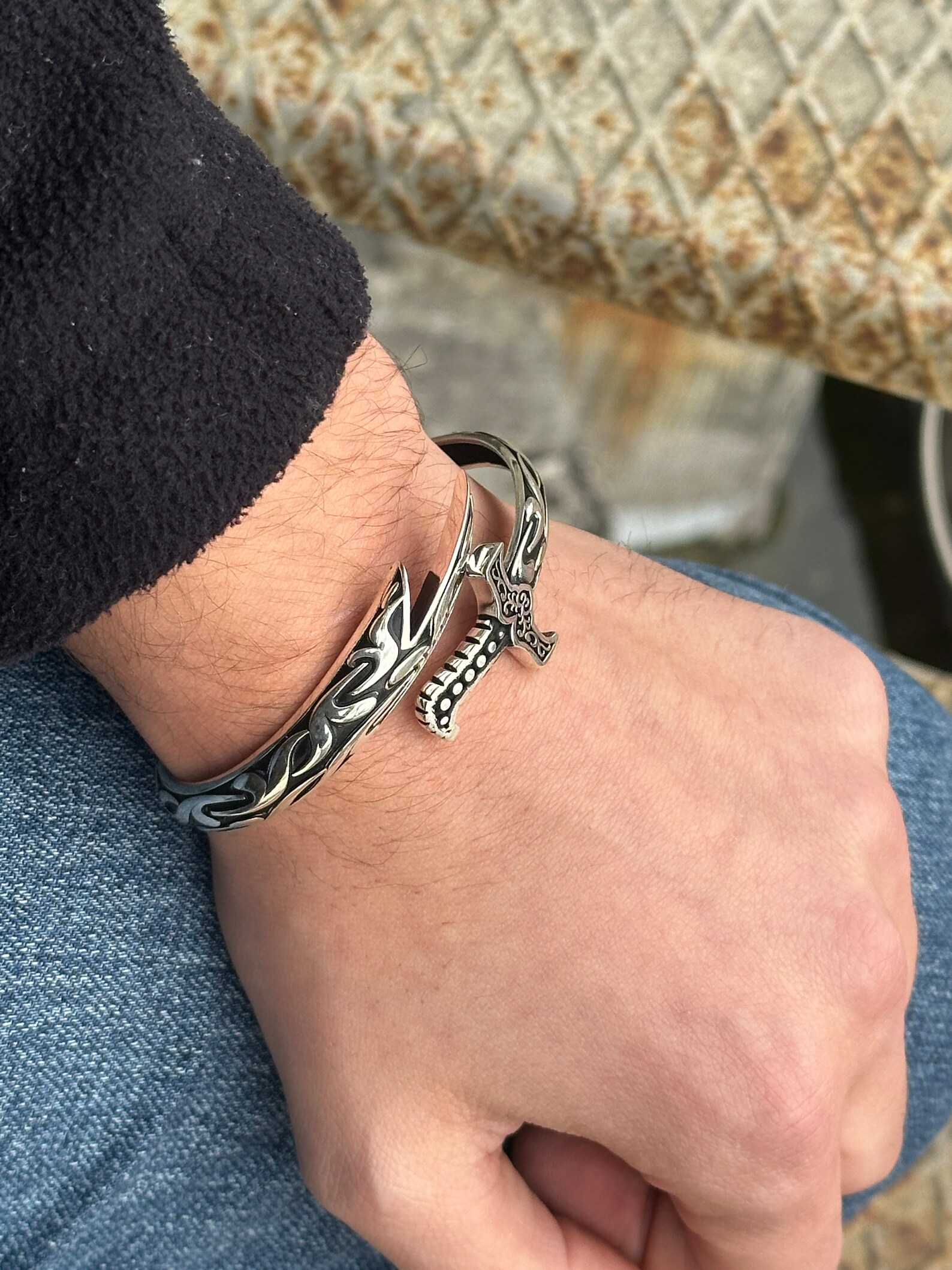 Silver Sword Bracelet , Mens Zulfiqar Bracelet , Adjustable Sword ...
