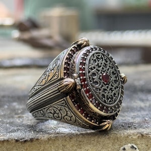 Men Silver Solomon Signet Ring, Prayer Box Secret Ring, King Solomon ...