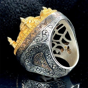 Silver Mosque Ring, Large Hagia Sophia Mosque Ring, Handmade İslamic ...