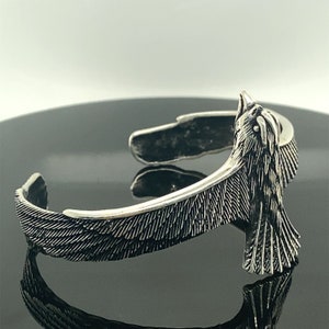 Silver Hawk Bracelet , Hawk Cuff Bracelet , Silver Wildlife Bracelet ...