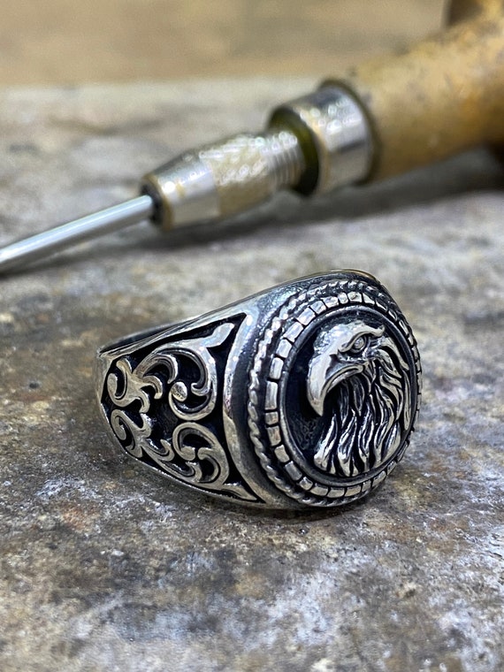 Eagle Handmade Signet Ringeagle 925 Sterling Silver Handmade - Etsy
