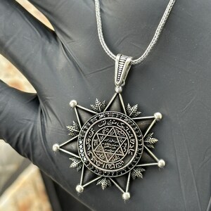 Silver Seal of Solomon Necklace , Solomon Pendant , Large Signet ...