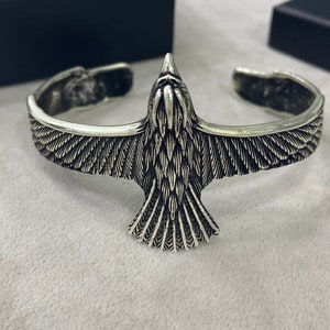 Silver Hawk Bracelet , Hawk Cuff Bracelet , Silver Wildlife Bracelet ...