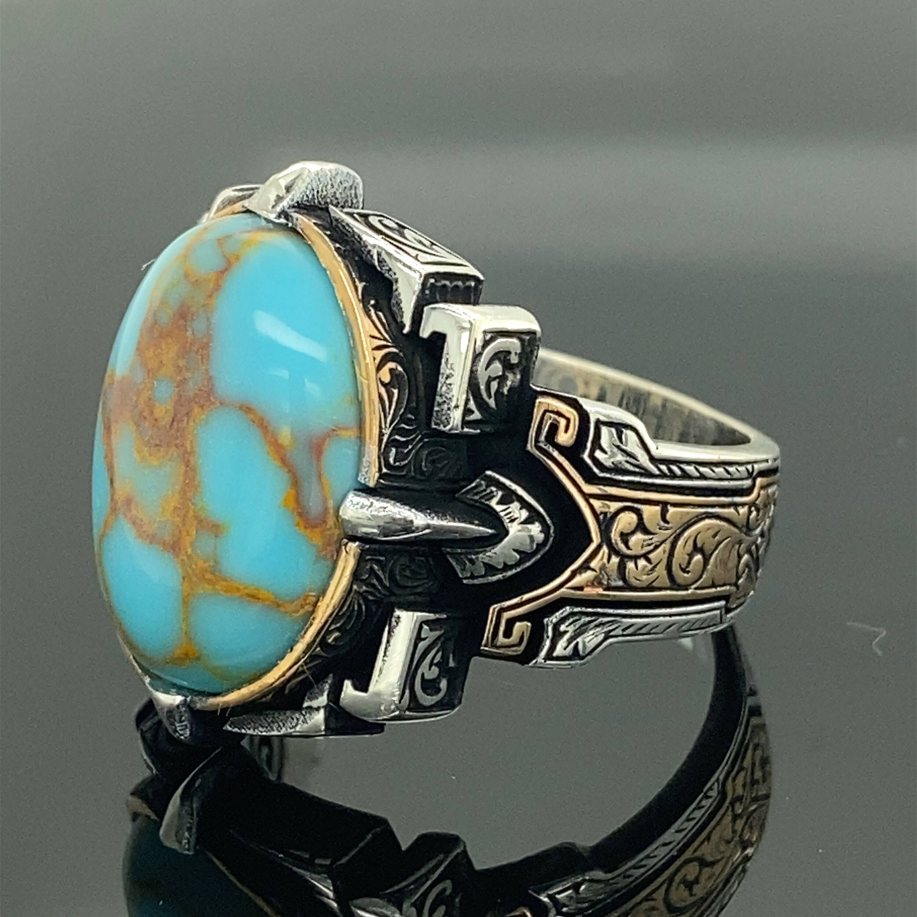 Men Handmade Ring Turquoise Stone Turquoise Oval Gemstone - Etsy