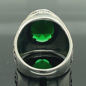 Men Handmade Ring , Green Stone Ring , Emerald Stone Ring , Sterling ...