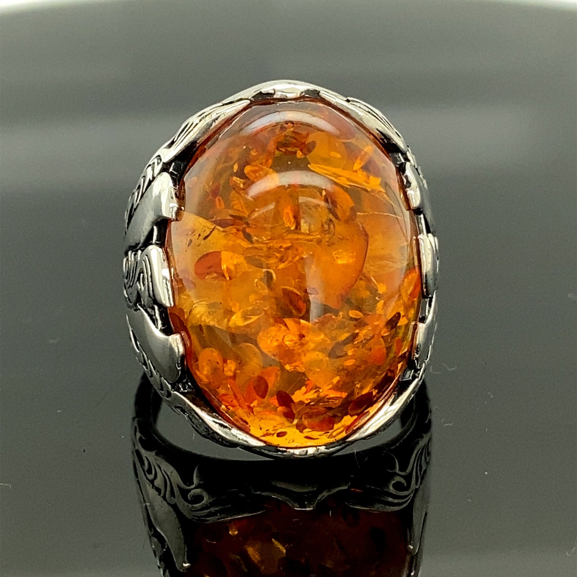 Man Amber Stone Ring Turkısh Handmade Ring Orange Amber - Etsy UK