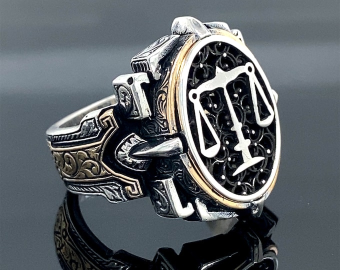 Man Handmade Ring , Silver Scale Ring , Men Handmade Libra Ring ...