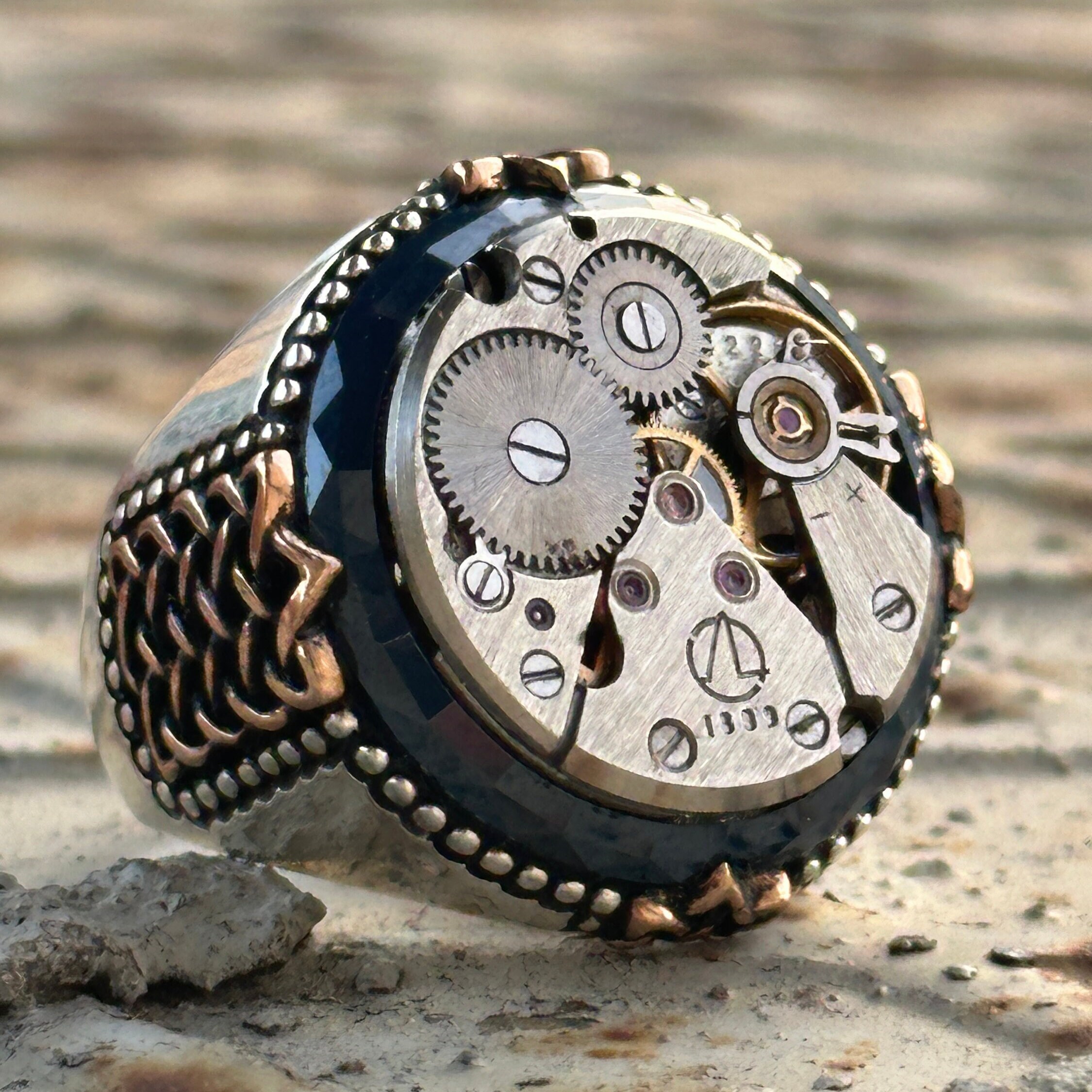 Silver Clock Ring , Silver Watch Mechanism Ring , Swiss Gear Ring ...