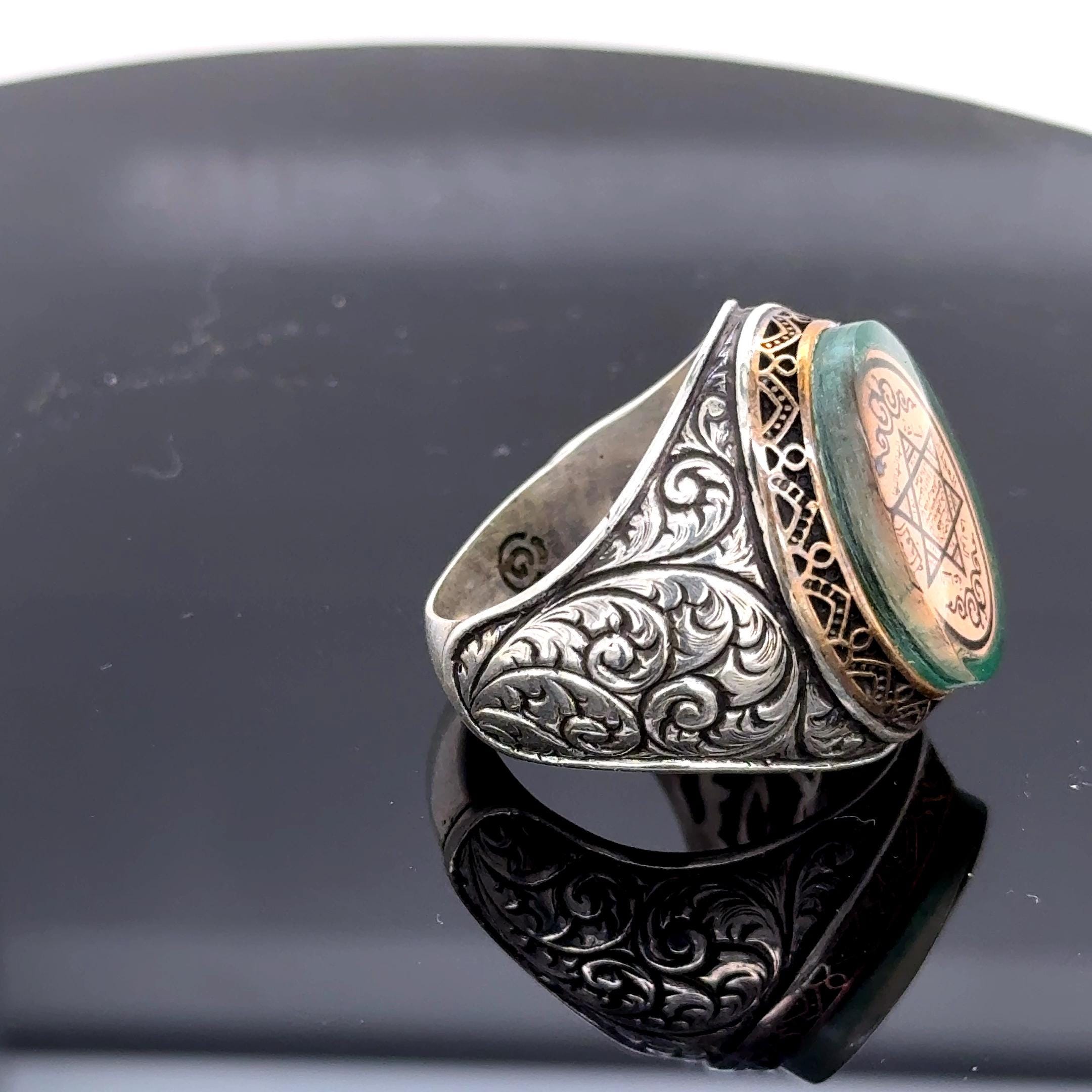Handmade Silver Seal of Solomon Ring, King Solomon Signet Ring , Star ...