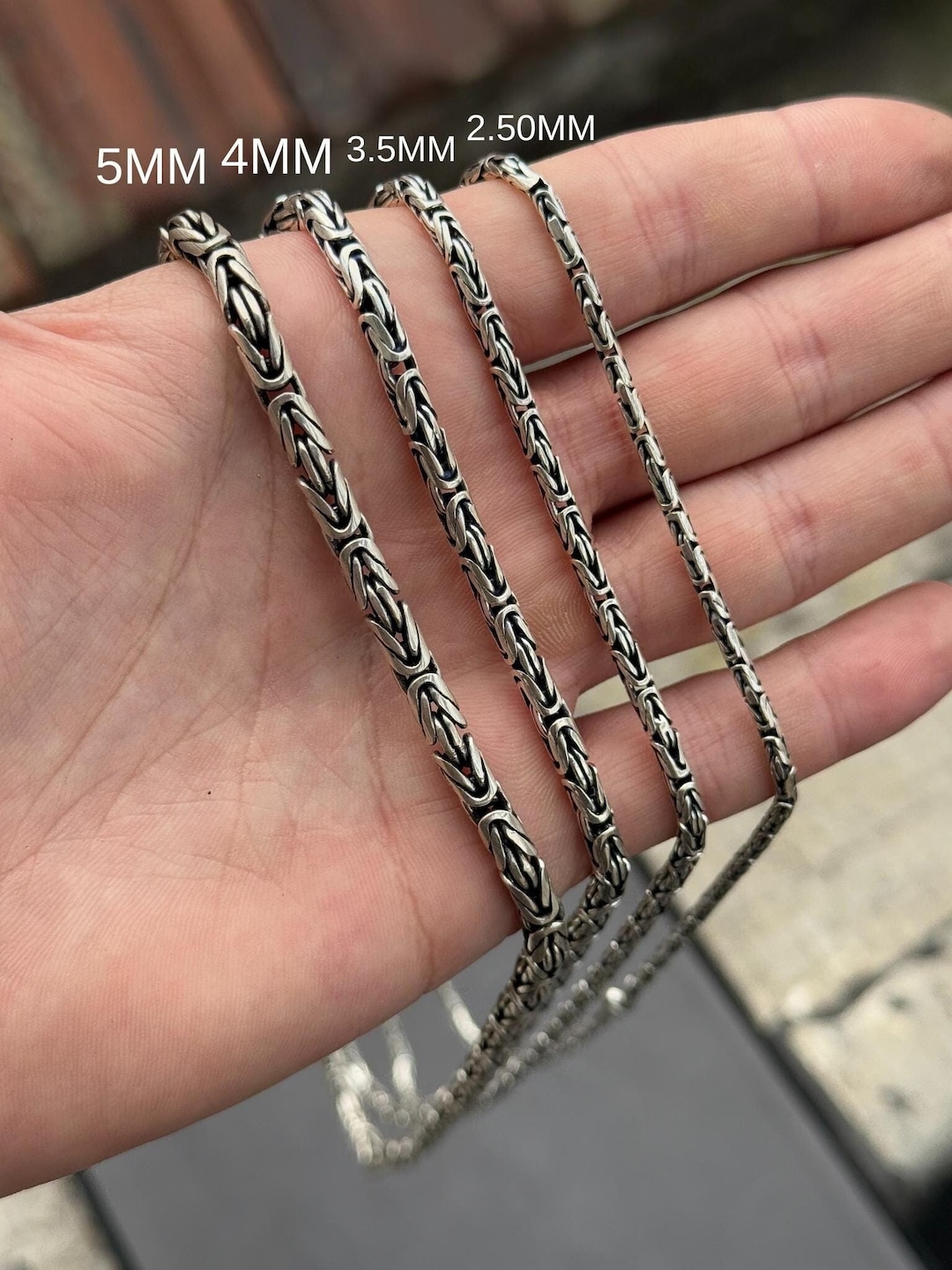 Silver King Chain Necklace , Round Byzantine Chain Necklace, Bali ...