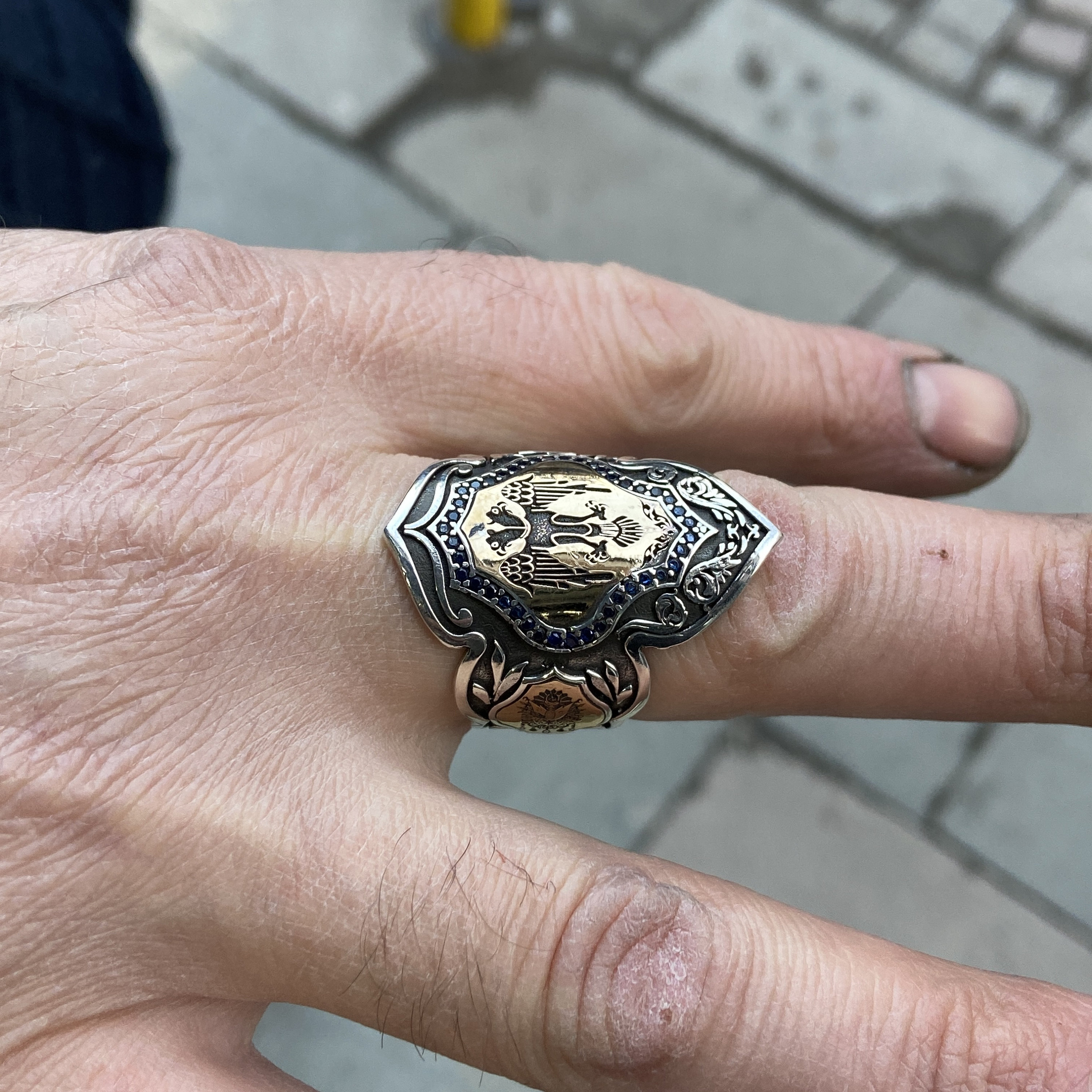 Men's Silver Thumb Ring , Silver Archer Ring , Eagle Signet Ring ...