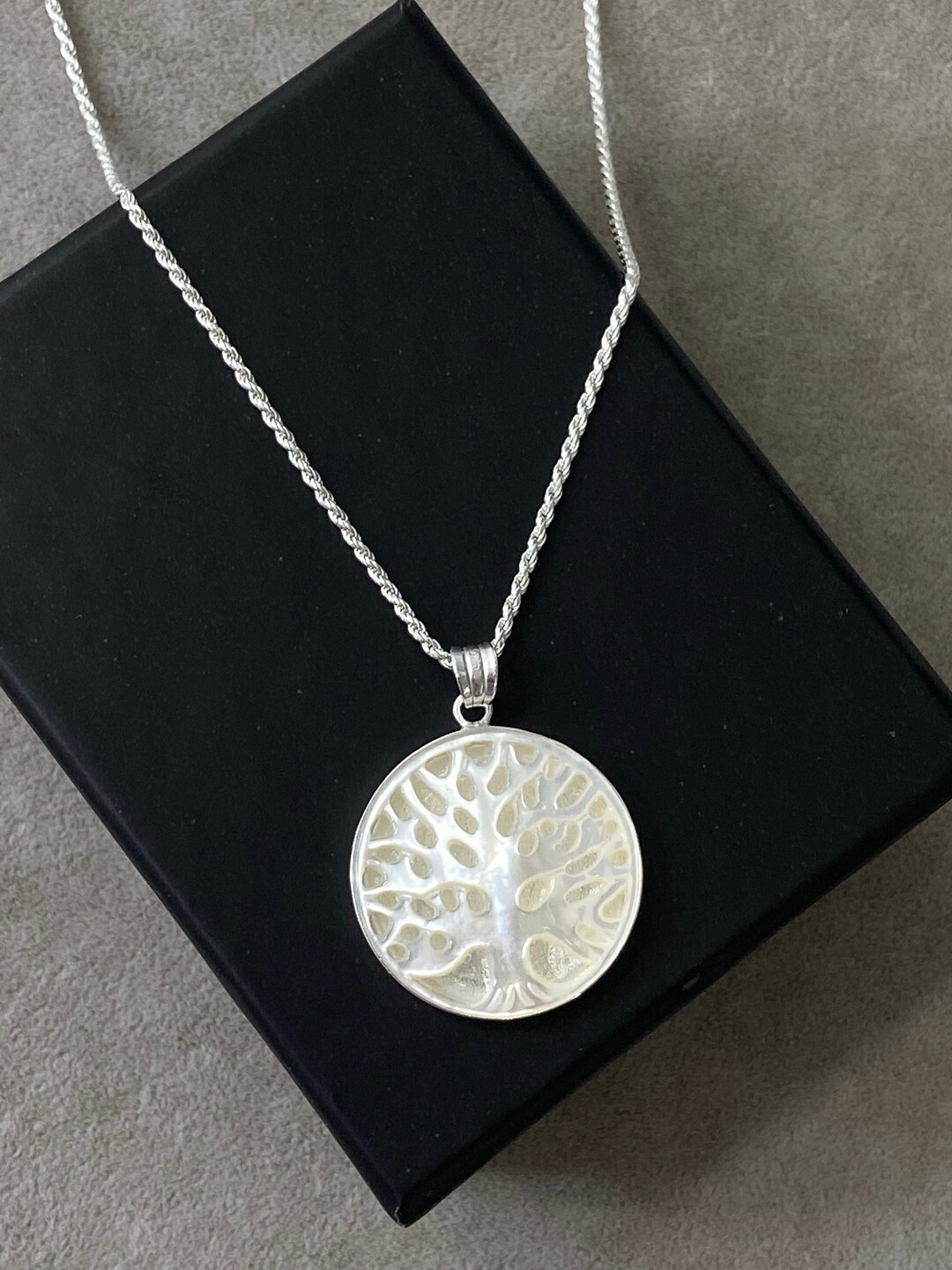 Mother of Pearl Tree of Life Pendant , Silver Tree of Life Necklace ...